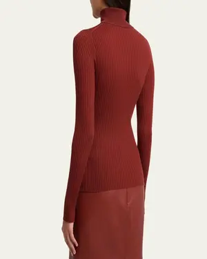 Gabriela Hearst Peppe Cashmere Silk Turtleneck Sweater - Burnt Sienna