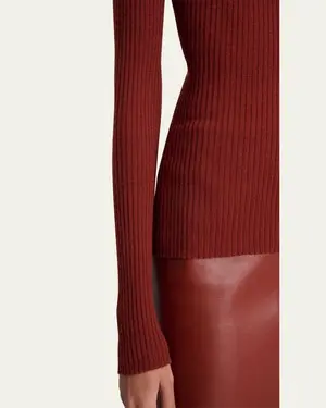 Gabriela Hearst Peppe Cashmere Silk Turtleneck Sweater - Burnt Sienna