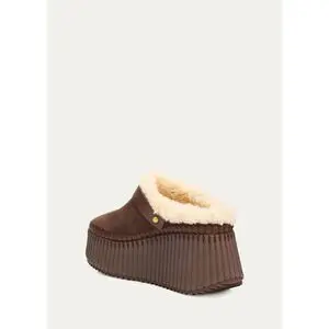 Chloé Nama Suede Shearling-lined Platform Clogs - Sharp Brown