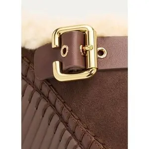 Chloé Nama Suede Shearling-lined Platform Clogs - Sharp Brown