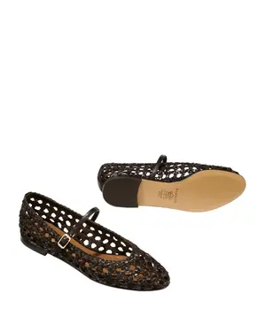 MARGAUX LONNBERG The Woven Demi Jane Flats - Espresso Leather