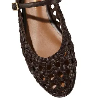 MARGAUX LONNBERG The Woven Demi Jane Flats - Espresso Leather
