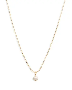 Aqua Cultured Freshwater Pearl Pendant Necklace - Gold