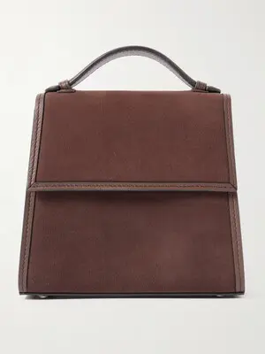 HUNTING SEASON Small Leather-trimmed Suede Tote - Brown
