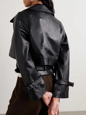 Nour Hammour Hatti Cropped Leather Jacket - Black