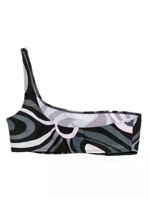 Emilio Pucci Graphic-print One-shoulder Bikini Top - Black