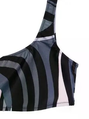 Emilio Pucci Graphic-print One-shoulder Bikini Top - Black