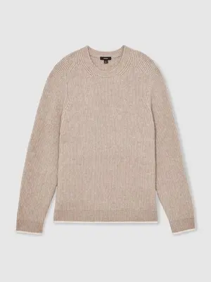 REISS Crammond Brushed Rib-knit Jumper - Oatmeal Brown