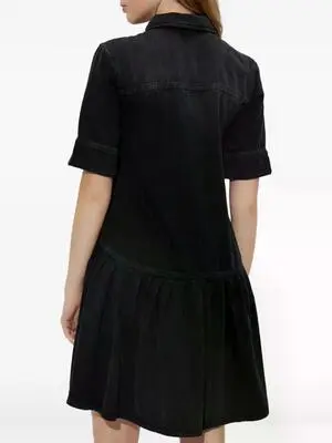 GANNI Short-sleeved Denim Shirt Dress - Black