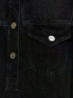 GANNI Short-sleeved Denim Shirt Dress - Black