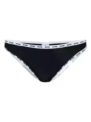 Moschino Logo-trim Bikini Bottoms - Black