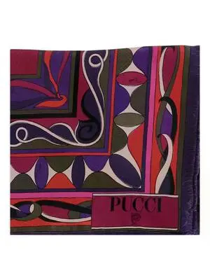 Emilio Pucci Geometric-print Frayed Scarf - Purple