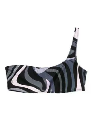 Emilio Pucci Abstract Graphic-print One-shoulder Bikini Top - Black