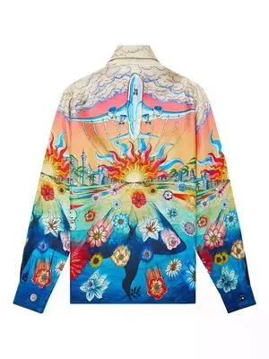 Casablanca L'envol Printed Silk Shirt - Blue