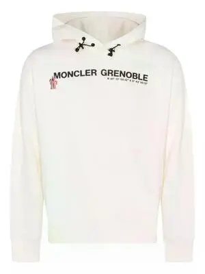 Moncler Logo-print Cotton Hoodie - White