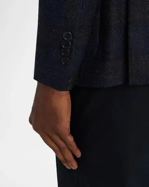 Emporio Armani Wool Plaid G Line Sport Coat - Navy