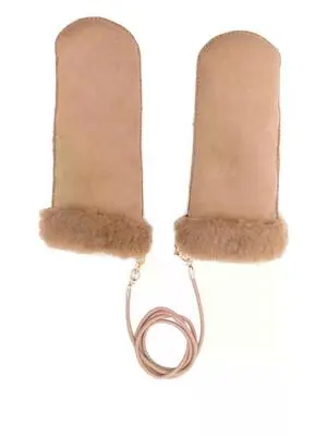 Max Mara Faux-shearling Trimmed Mittens - Brown