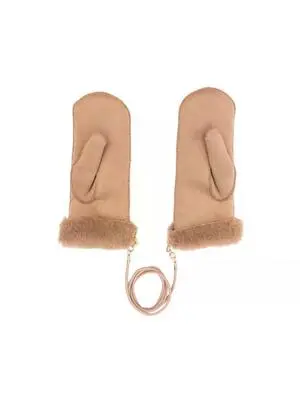 Max Mara Faux-shearling Trimmed Mittens