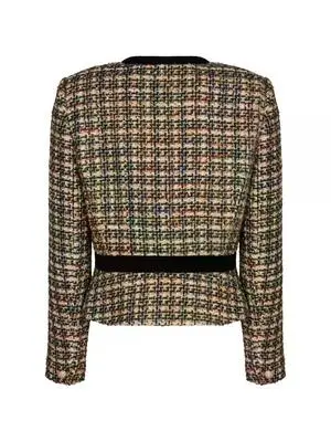 Valentino Garavani Tweed Jacket With Bow Belt - Neutrals