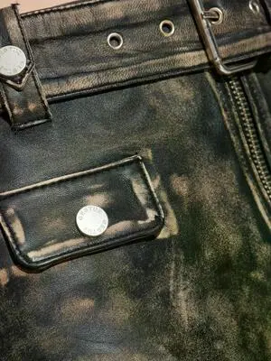 GESTUZ Belted Leather Skirt