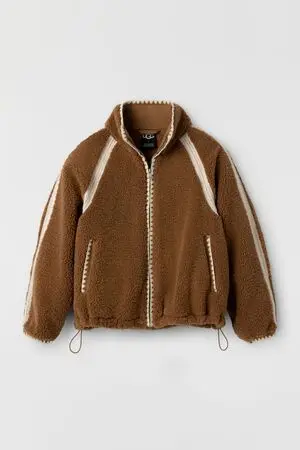 UGG Nika Crochet Uggfluff Zip-up Jacket - Chestnut