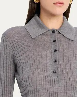A.L.C. Alex Long-sleeve Ribbed Wool Top - Medium Heather
