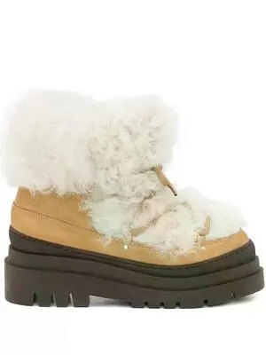 YVES SALOMON Shearling Platform Boots - White