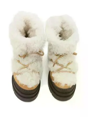 YVES SALOMON Shearling Platform Boots - White