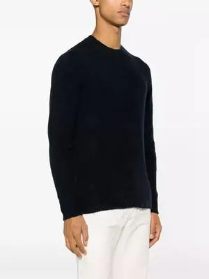 ROBERTO COLLINA Crew-neck Cotton-blend Jumper - Blue