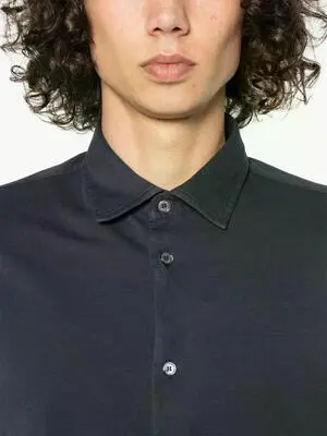 Fedeli Piqué Cotton Shirt - Blue