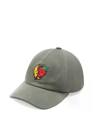 SKY HIGH FARM WORKWEAR Moon Strawberry Embroidered Cap - Green
