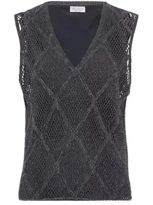 Brunello Cucinelli Open-knit Vest - Grey