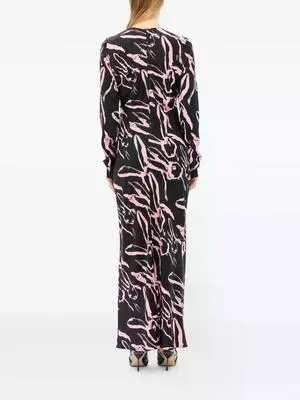 MSGM Rabbit-print Long-sleeve A-line Dress