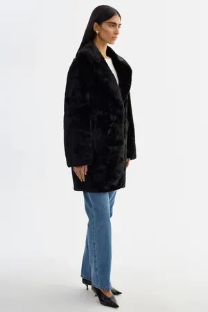 LAMARQUE Linnea Faux Fur Coat - Black