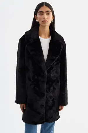 LAMARQUE Linnea Faux Fur Coat - Black
