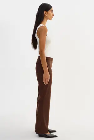 LAMARQUE Malachi Faux Suede Trousers - Dark Brown