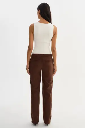 LAMARQUE Malachi Faux Suede Trousers - Dark Brown