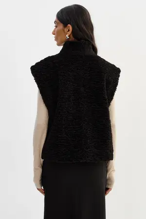 LAMARQUE Dua Reversible Faux Fur Vest - Black