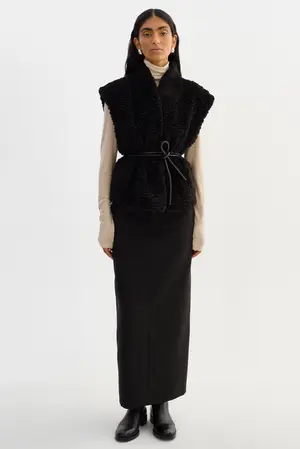 LAMARQUE Dua Reversible Faux Fur Vest - Black