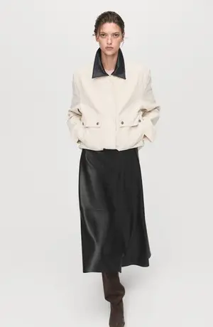 Mango Faux Leather A-line Midi Skirt