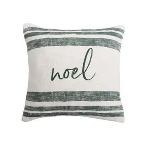 CAROL & FRANK Morgan Christmas Holiday Striped Decorative Euro Pillow Collection - Green