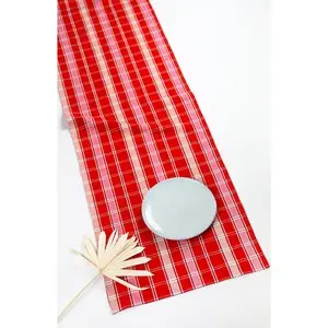 ARCHIVE NEW YORK Handwoven Holly Cotton Table Runner - Red Plaid