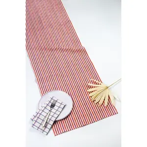 ARCHIVE NEW YORK Handwoven Holly Cotton Table Runner - Red Stripes