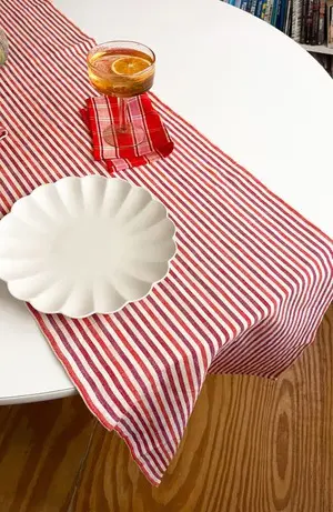 ARCHIVE NEW YORK Handwoven Holly Cotton Table Runner - Red Stripes
