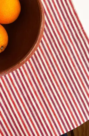 ARCHIVE NEW YORK Handwoven Holly Cotton Table Runner - Red Stripes