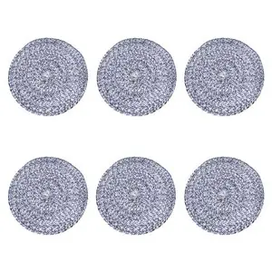 C&F HOME Braided Round Placemats Sets Of 6 Collection - Blue