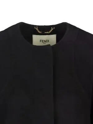 Fendi Oversized Coat With Velvet Pocket Trim - Black