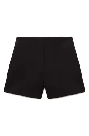 Mango High-waisted Straight Leg Shorts - Black