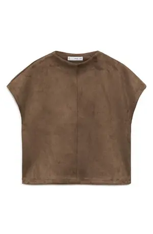 Mango Faux Suede T-shirt - Light/pastel Brown