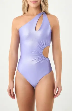 BOAMAR Cher One-shoulder Cutout One-piece Swimsuit - Purple
